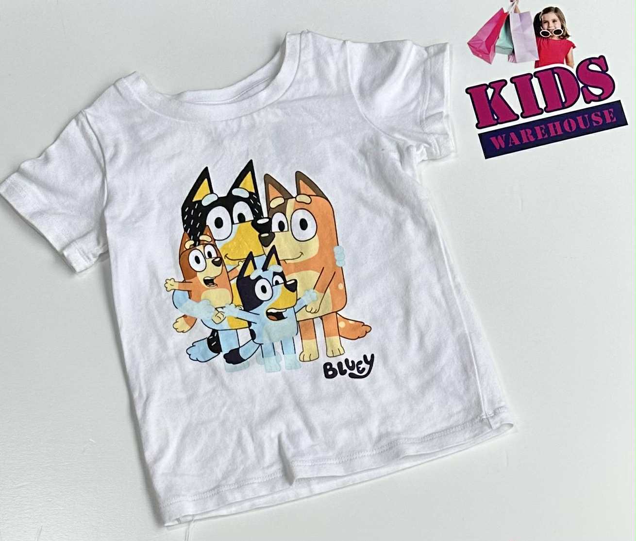Bluey White Top With Bluey Character Print Size 0 – Kids Warehouse AU