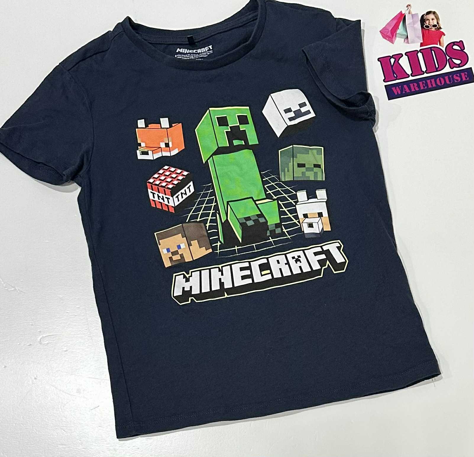 Minecraft Navy Blue Top With “Minecraft” Print Size 9 – Kids Warehouse AU