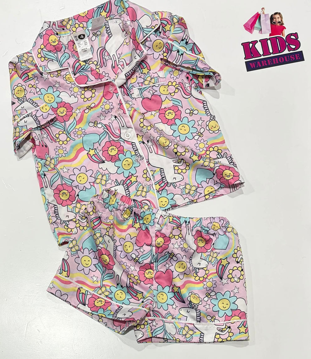 K-D Pink 2 Piece PJ Set With Unicorn & Flower Pattern Size 4 – Kids ...