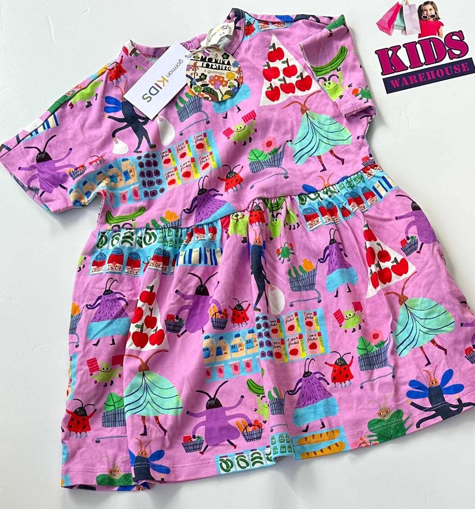 New Gorman Kids Purple Dress With Insect Pattern Size 2 – Kids Warehouse AU
