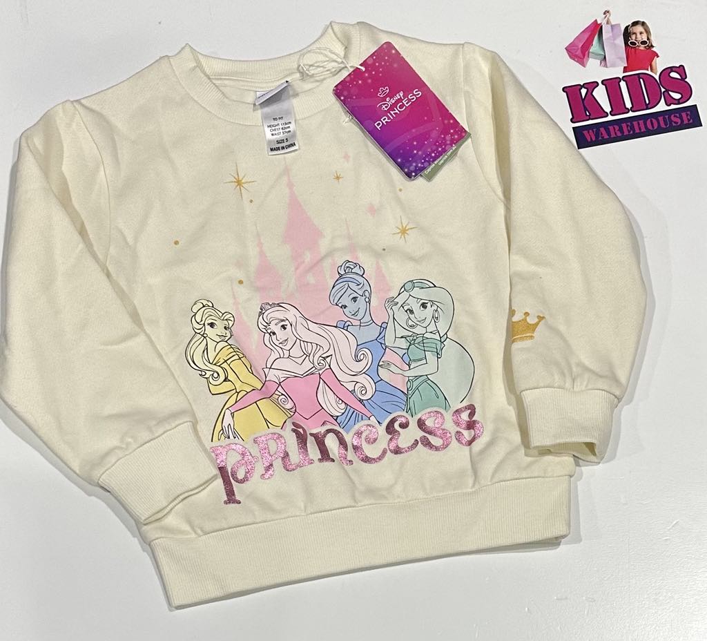 New Disney Princess White Jumper With Princess Print Size 5 – Kids ...