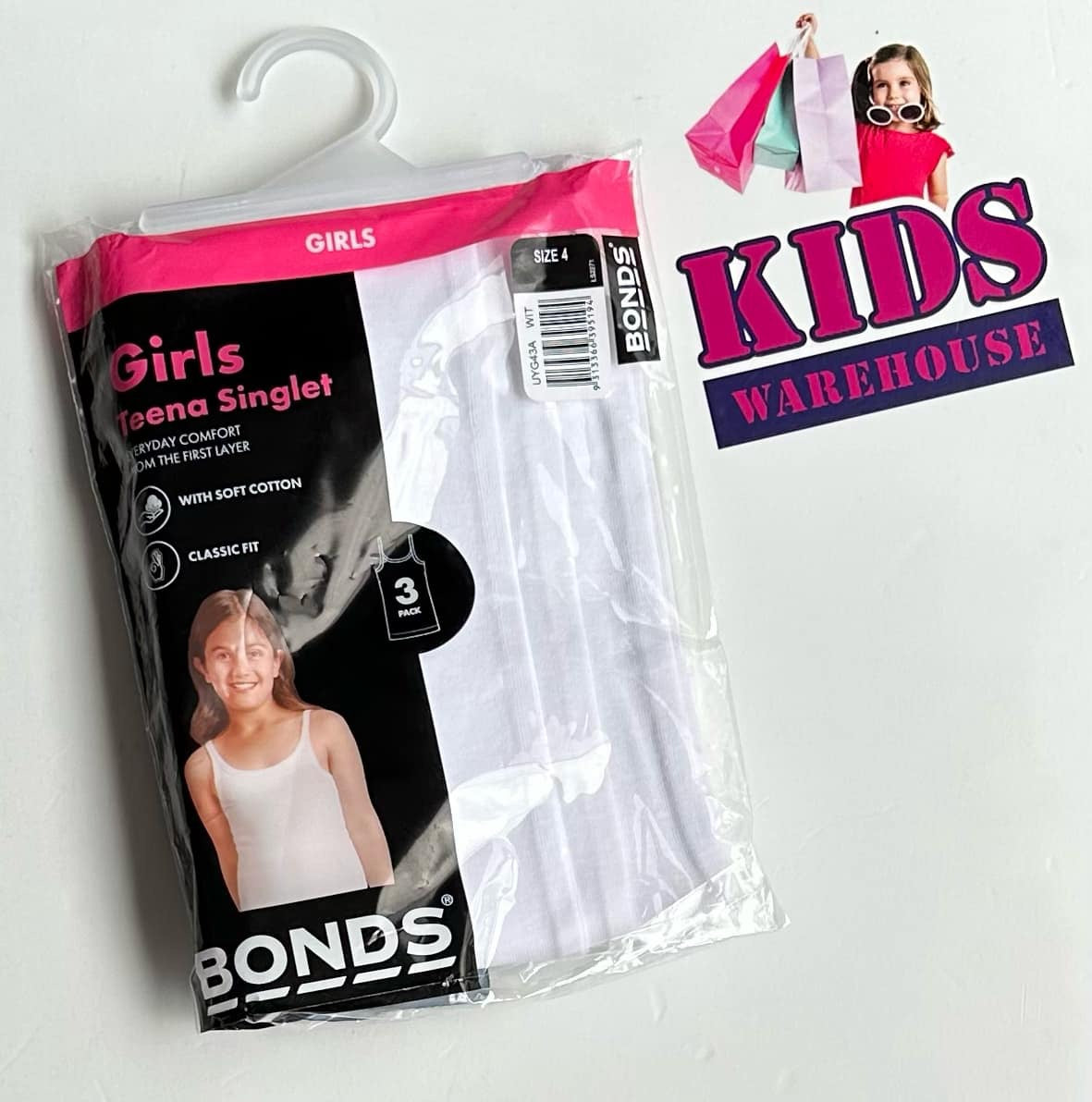 NEW Bonds Girls Teena Singlet Size 4 3 Pack – Kids Warehouse AU