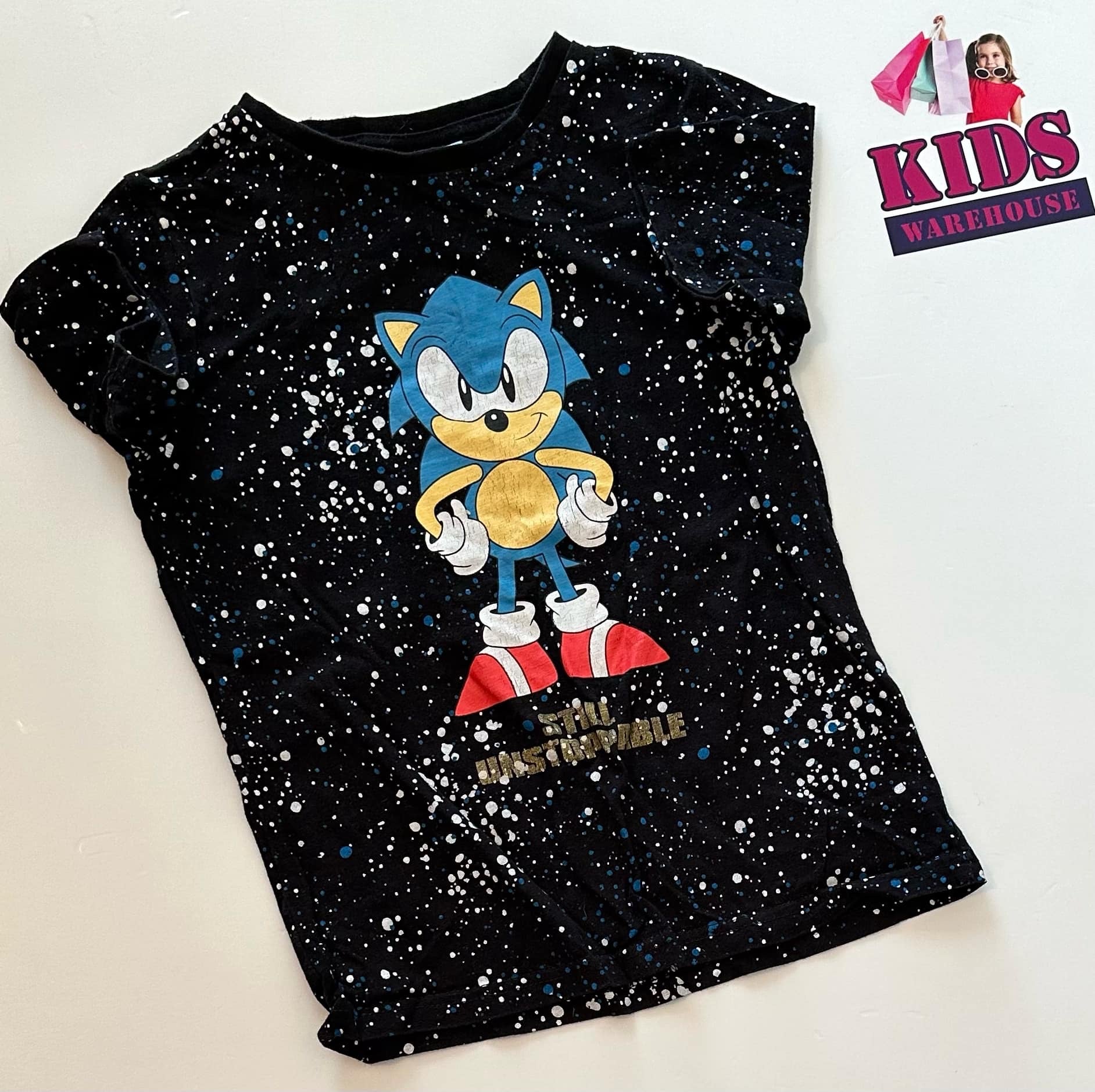 Sonic The Hedgehog Black Top With Sonic Print Size 6 – Kids Warehouse AU